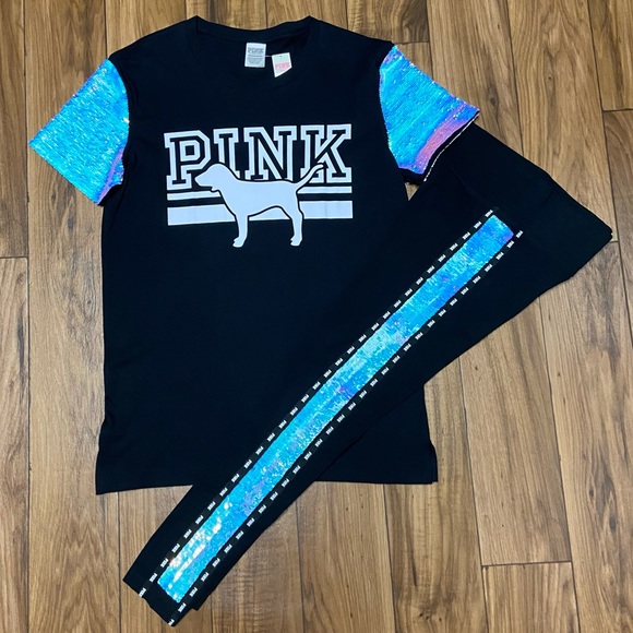 PINK Victoria's Secret | Tops | Pink Vs Bling Tee And Yoga Leggings Set ...